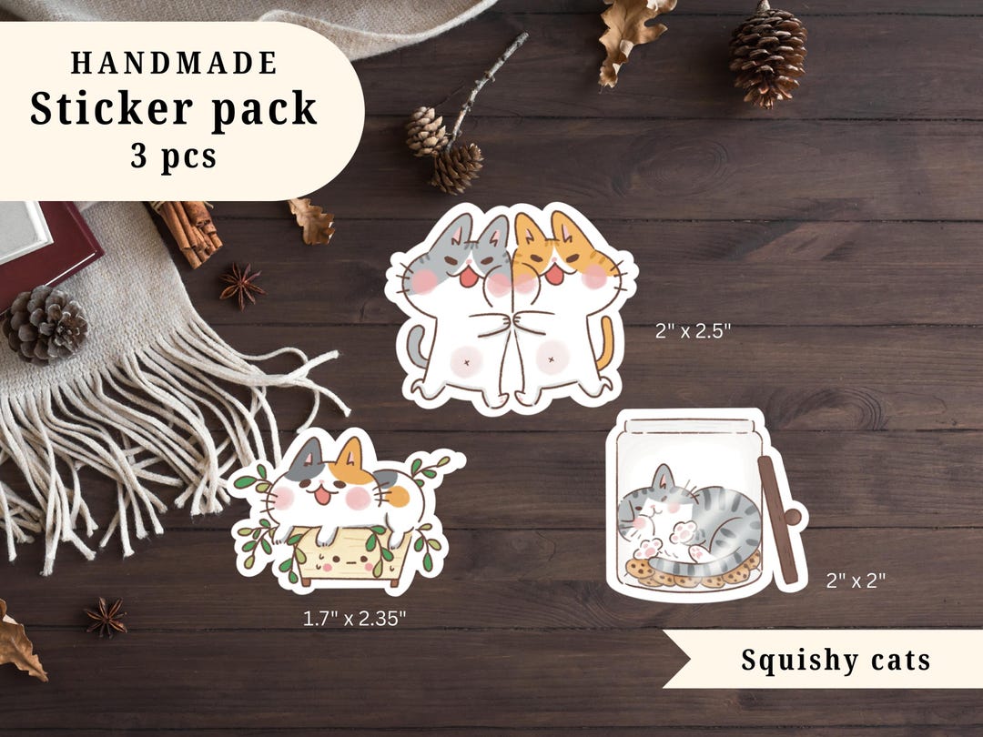 Sticker Packs ~squishy Cats~ | Handmade Stickers | Laptop Stickers ...