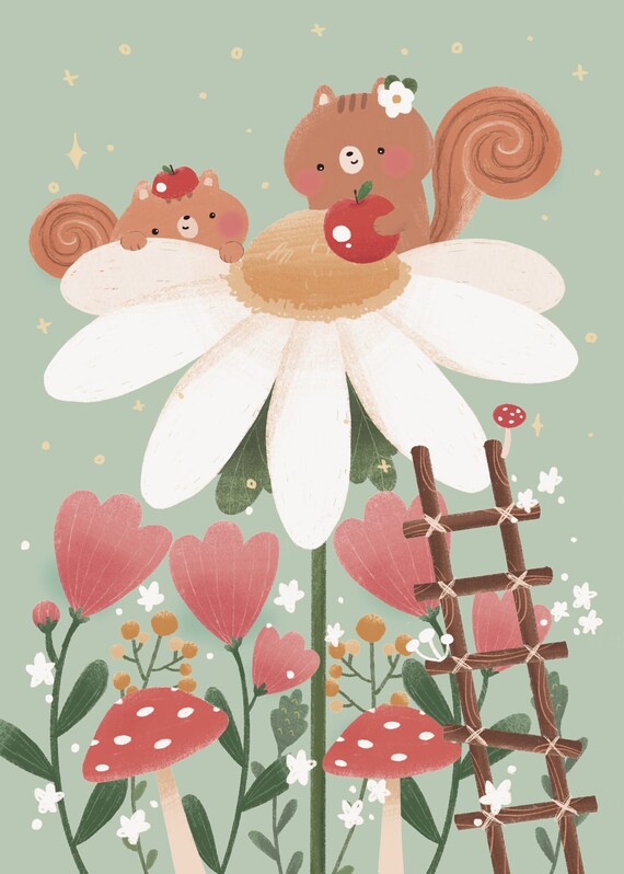 Art Print daisy Art Print Digital Illustration Cute | Etsy