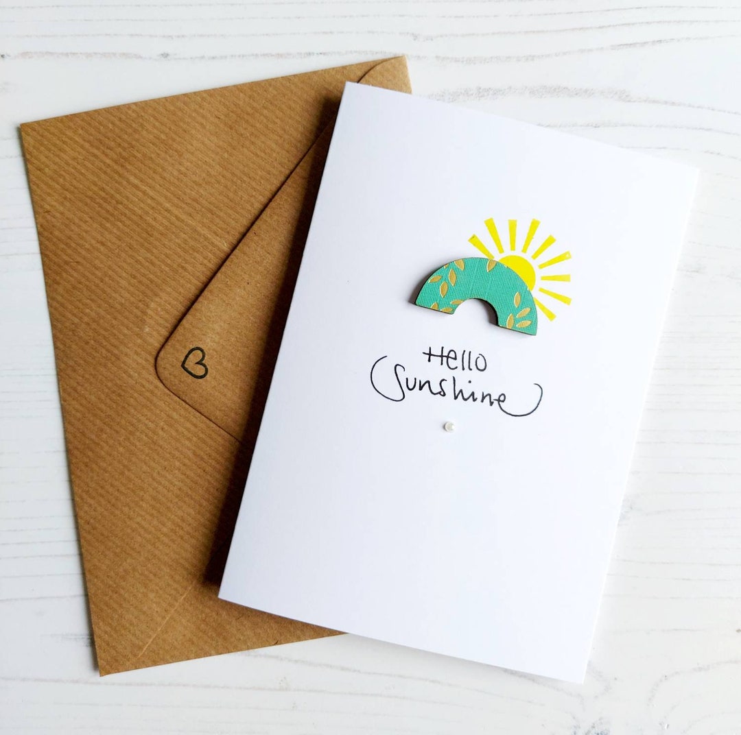 Birthday Card Hello Sunshine Greetings Card Rainbow - Etsy UK