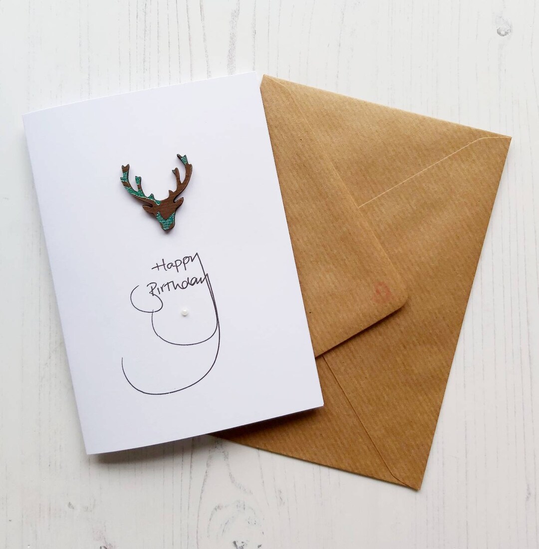 Stag Birthday Card Laser Cut Card Greetings Card Happy - Etsy