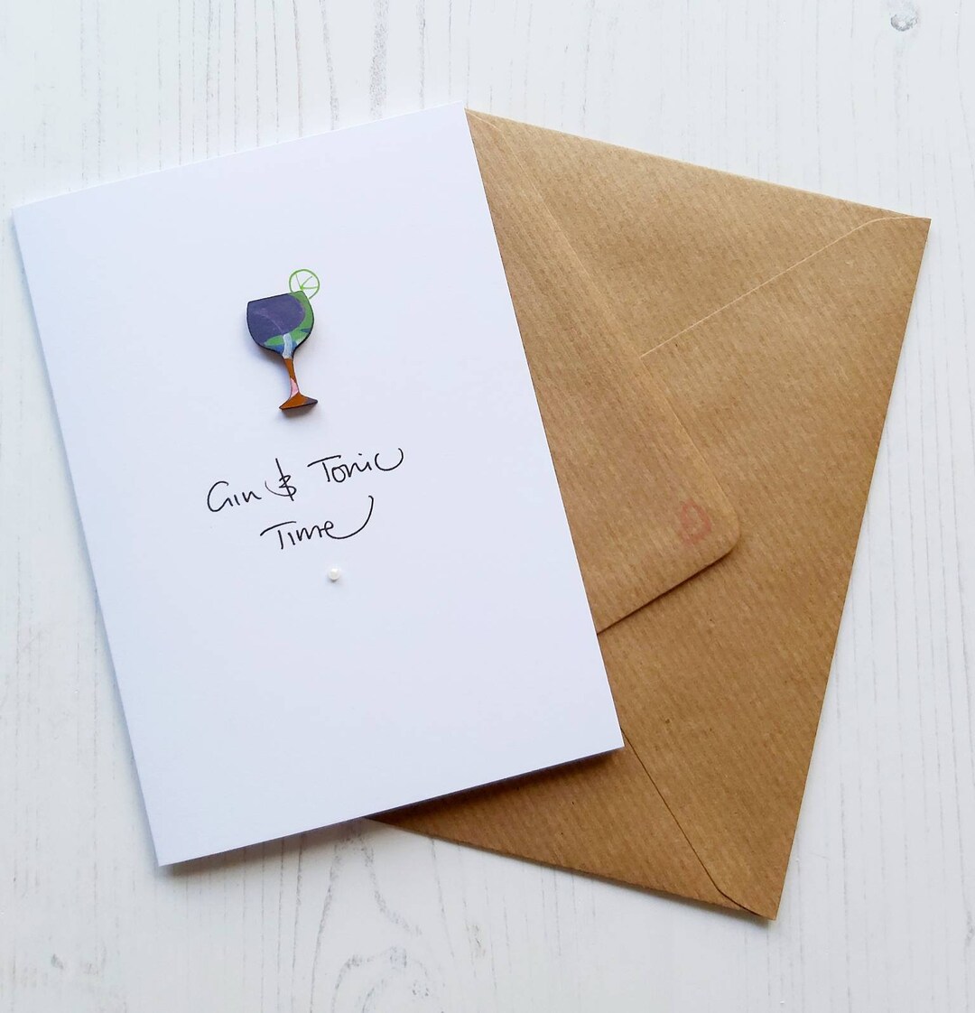 Gin & Tonic Card, Greetings Card, Happy Birthday Handmade Card, Laser ...