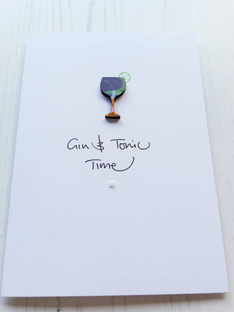 Gin & Tonic Card, Greetings Card, Happy Birthday Handmade Card, Laser ...