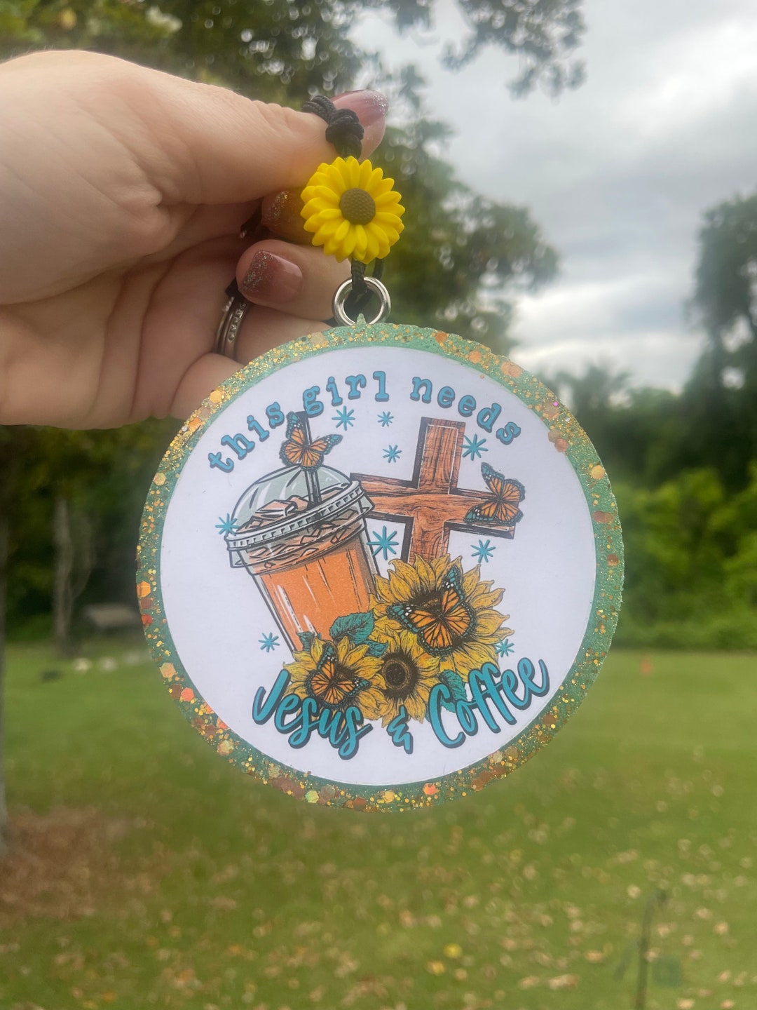 Jesus and Coffee Freshie, Sunflower Car Air Fresher, Gift for Her ...