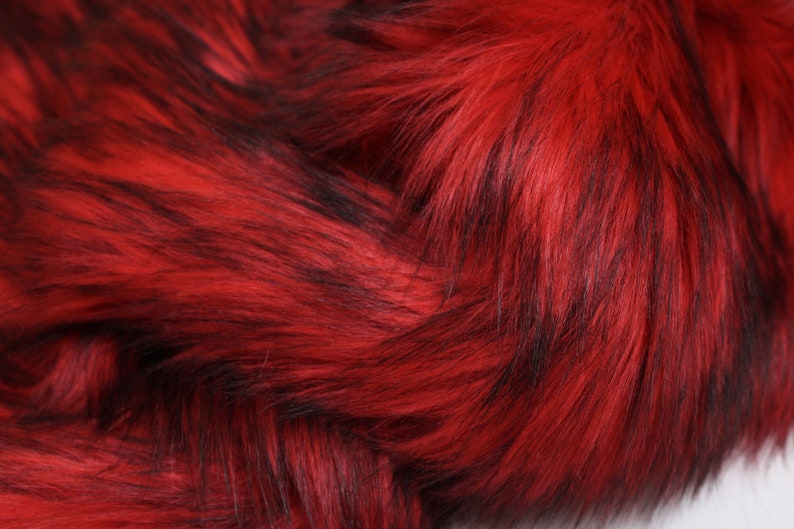 RED & BLACK HUSKY Faux Fur 2 Pile Faux Fur Fabric Fur | Etsy