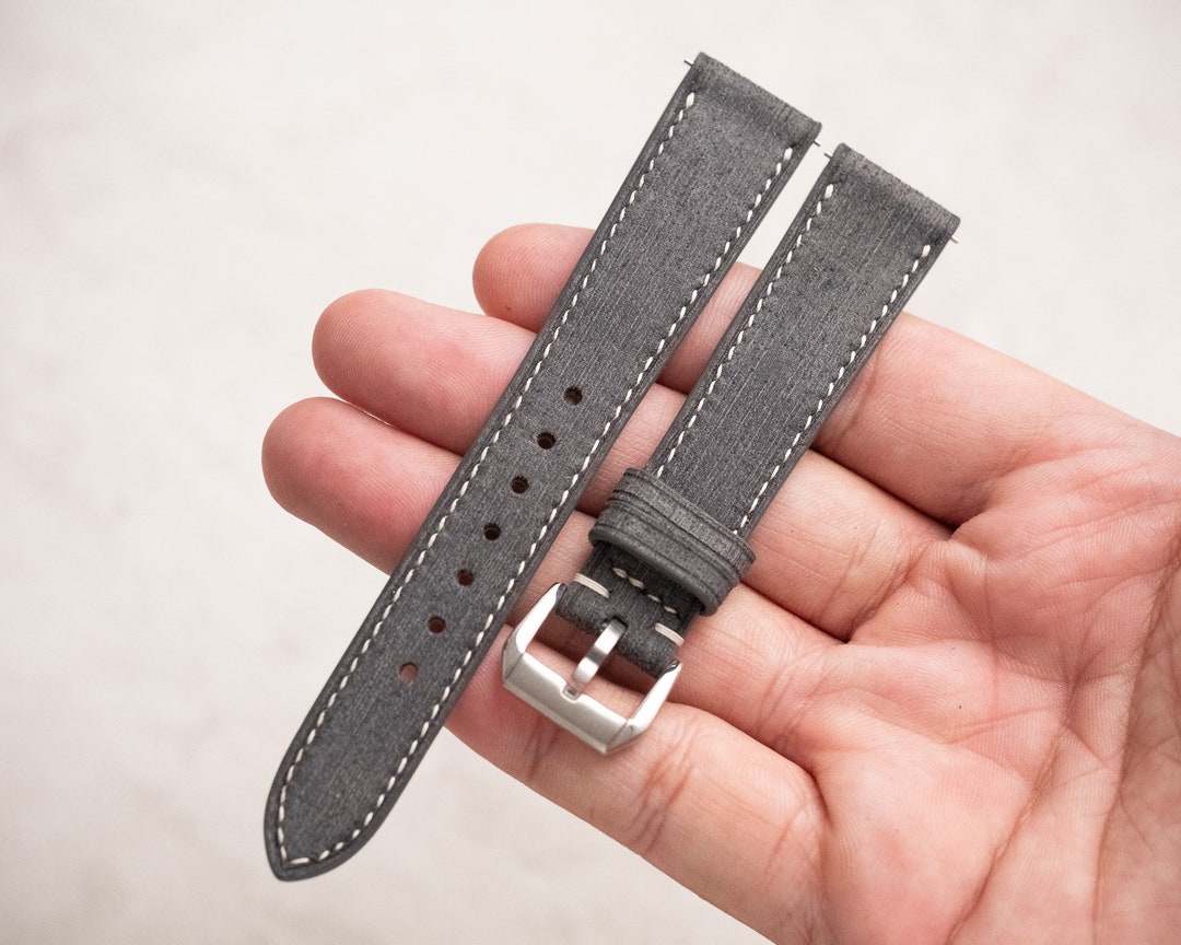 Grey Linen Watch Strap ,handmade Custom Vintage Watch Strap 16mm 18mm ...