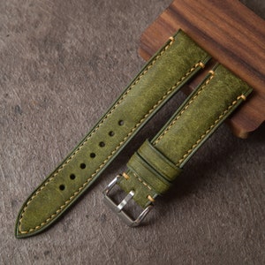 Green Watch Strap , Custom Handmade Leather Watch Strap 14mm 16mm 17mm ...