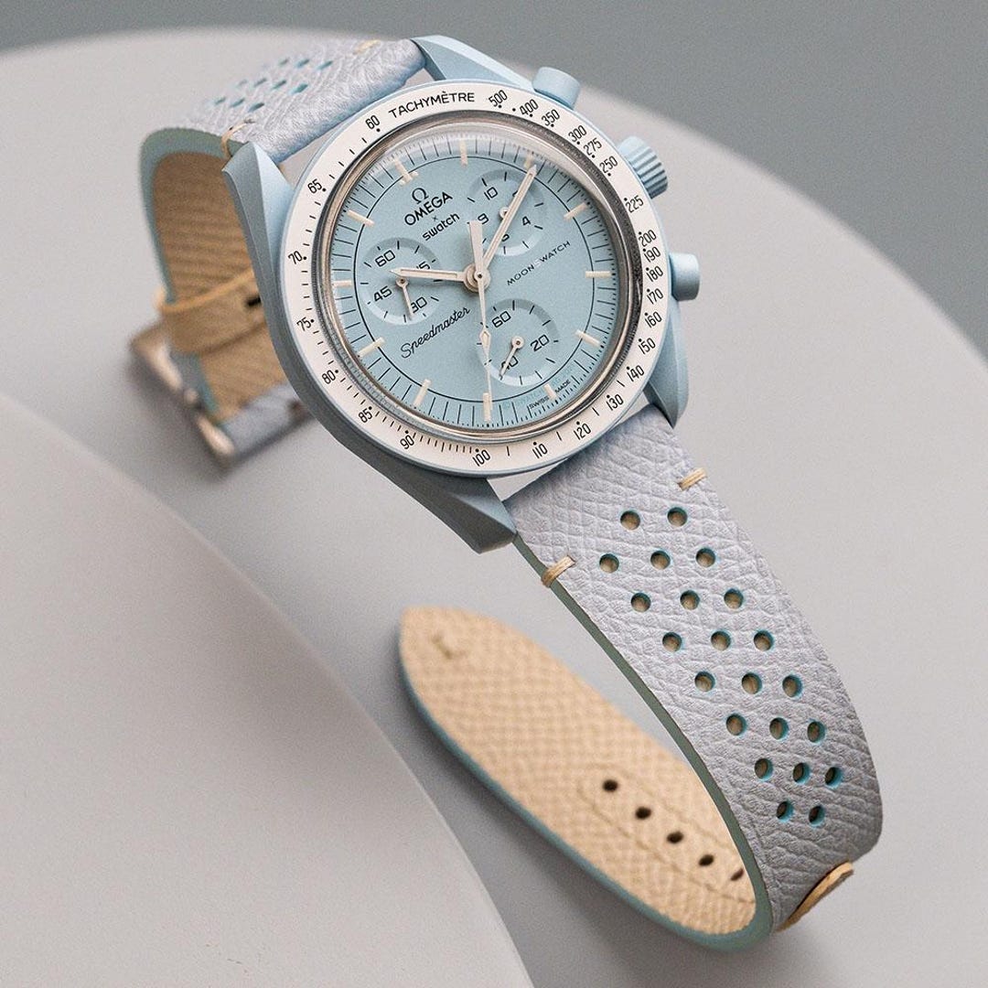 Ice Blue Epsom Rally Strap for Moonswatch Uranus - Etsy