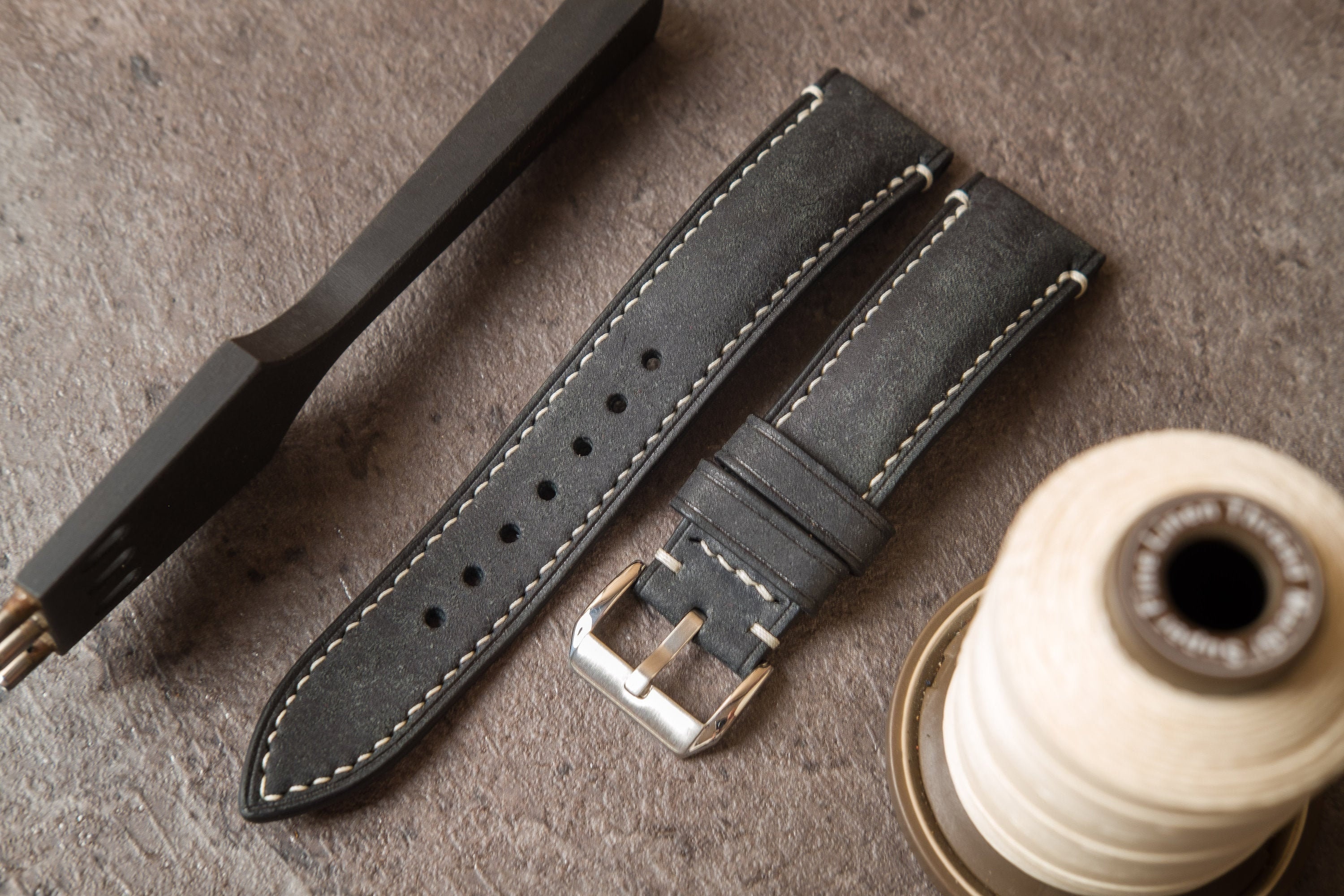 Black Leather Watch Strap Handmade Custom Vintage Watch - Etsy