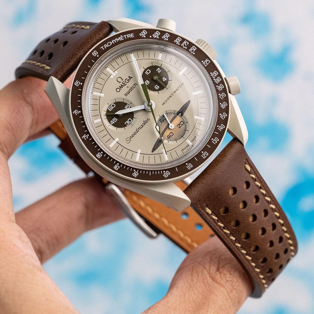 Dark Brown Calf Rally Strap for Moonswatch Saturnus - Etsy