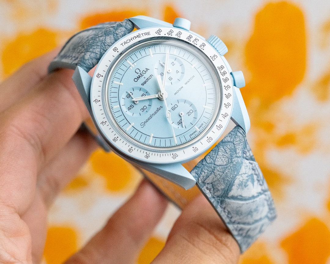 Baby Blue Ostrich Nubuck Strap for Moonswatch Uranus - Etsy