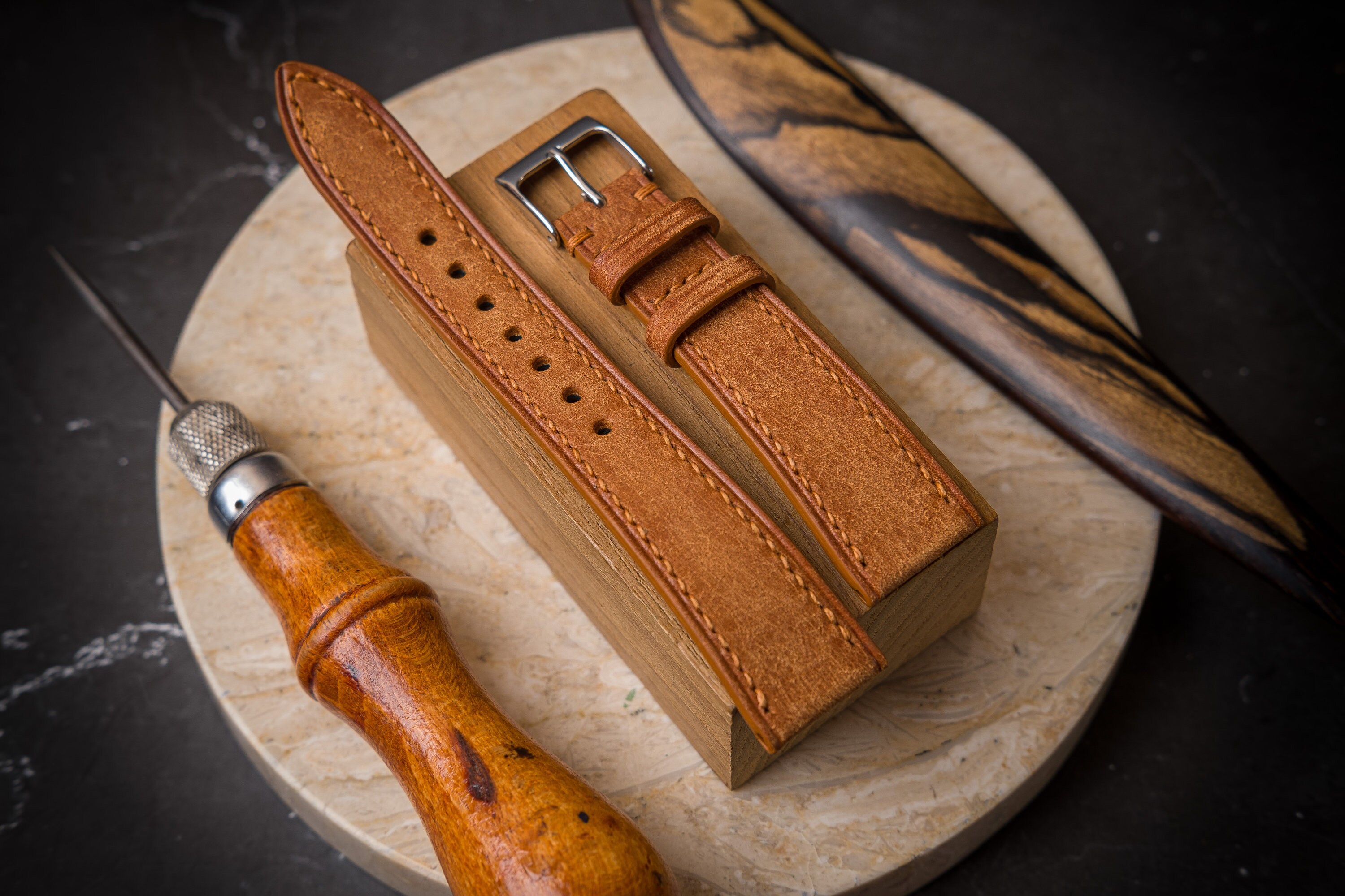 Cognac Brown watch strap handmade vintage watch band for | Etsy