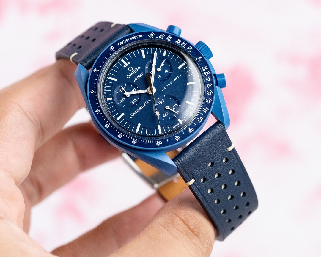 Navy Blue Swift Simple Rally Strap for Moonswatch Neptune - Etsy