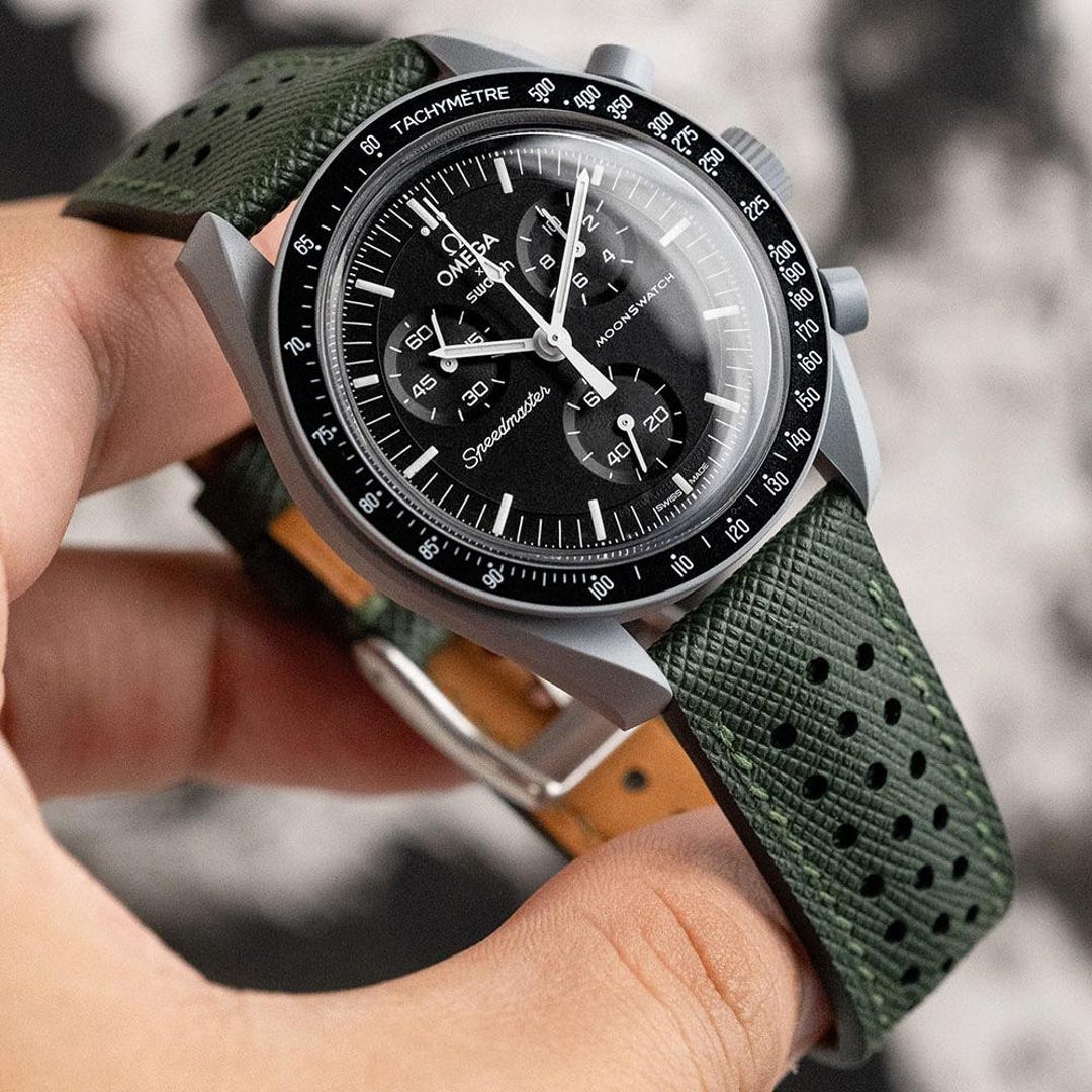Forest Green Saffiano Rally Strap for Moonswatch Moon - Etsy