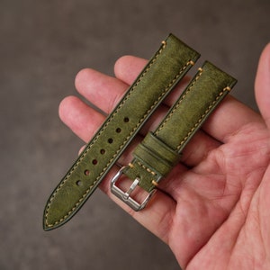 Green Watch Strap , Custom Handmade Leather Watch Strap 14mm 16mm 17mm ...