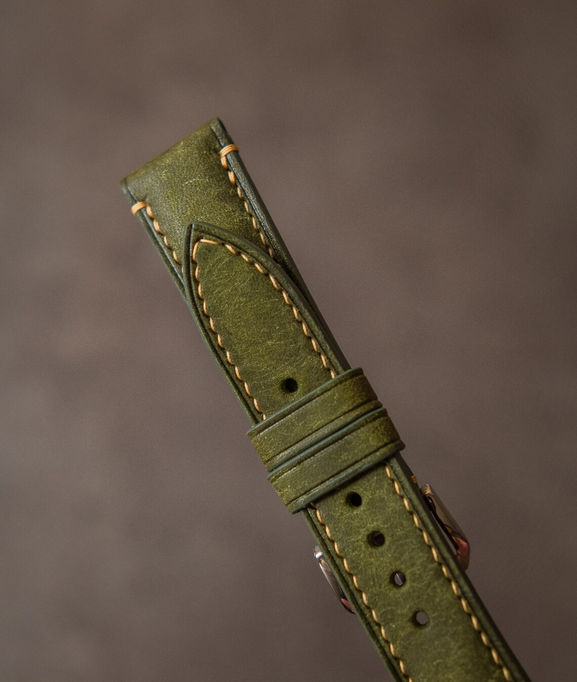 Green watch strap custom handmade leather watch strap 14mm | Etsy