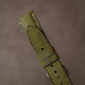 Green Watch Strap , Custom Handmade Leather Watch Strap 14mm 16mm 17mm ...
