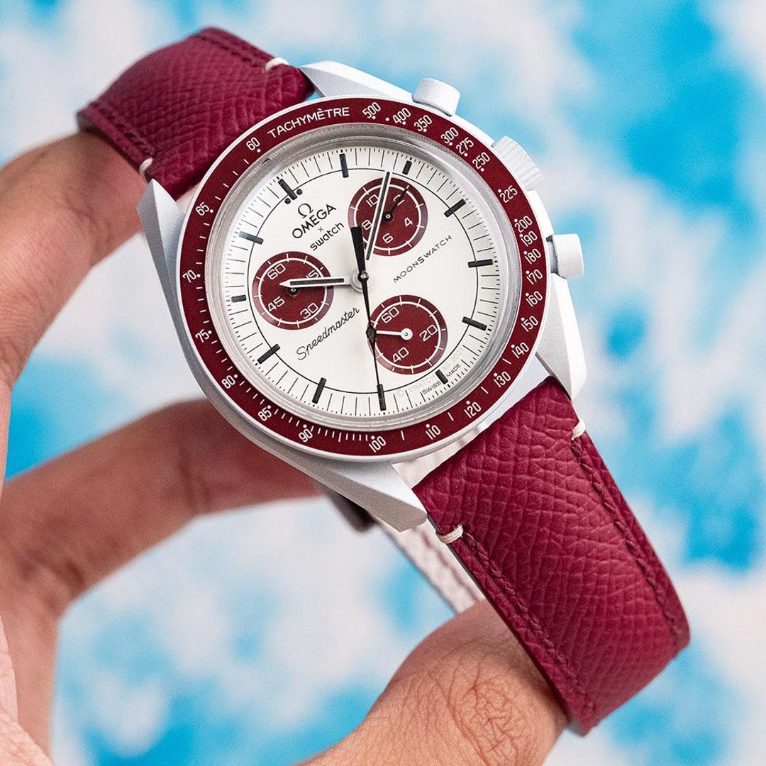 Cardinal Red Epsom Strap for Moonswatch Pluto - Etsy