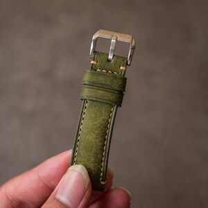Green Watch Strap , Custom Handmade Leather Watch Strap 14mm 16mm 17mm ...
