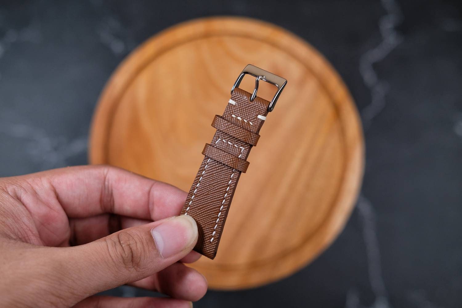Chocolate Brown Saffiano Watch Strap Custom Handmade Watch - Etsy