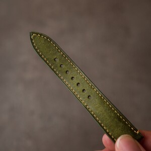 Green Watch Strap , Custom Handmade Leather Watch Strap 14mm 16mm 17mm ...