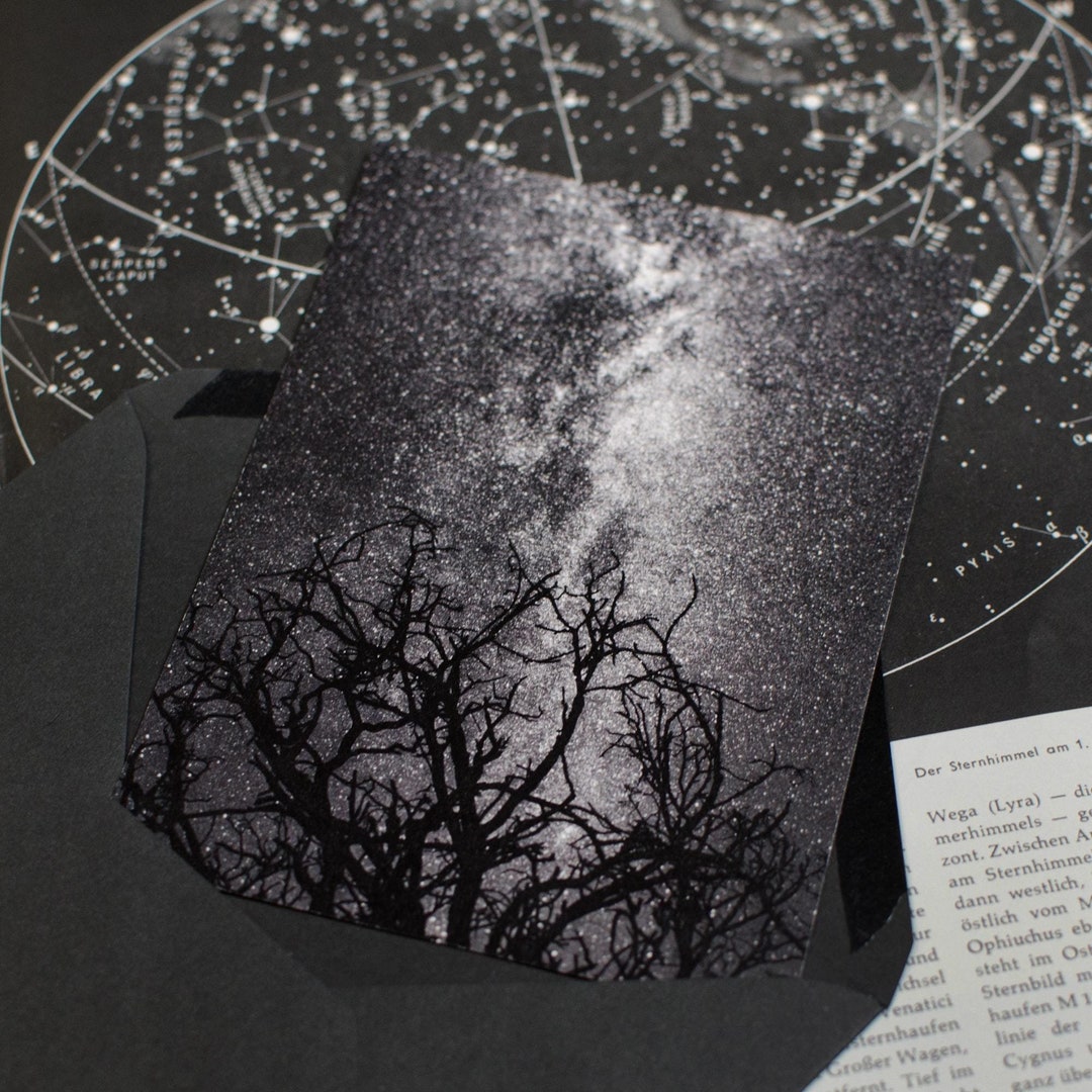 Starry Night Sky Postcard: Milky Way Galaxy Art on Recycled Paper - Etsy