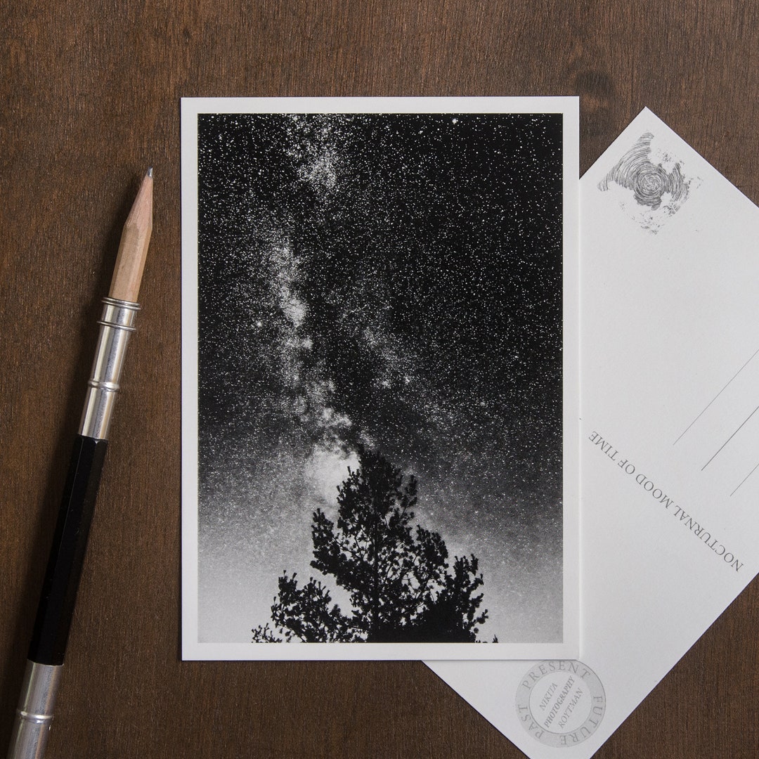 Galaxy Postcard With Tree, Space Postcard, Cosmos Postcard, Galaxy Art ...
