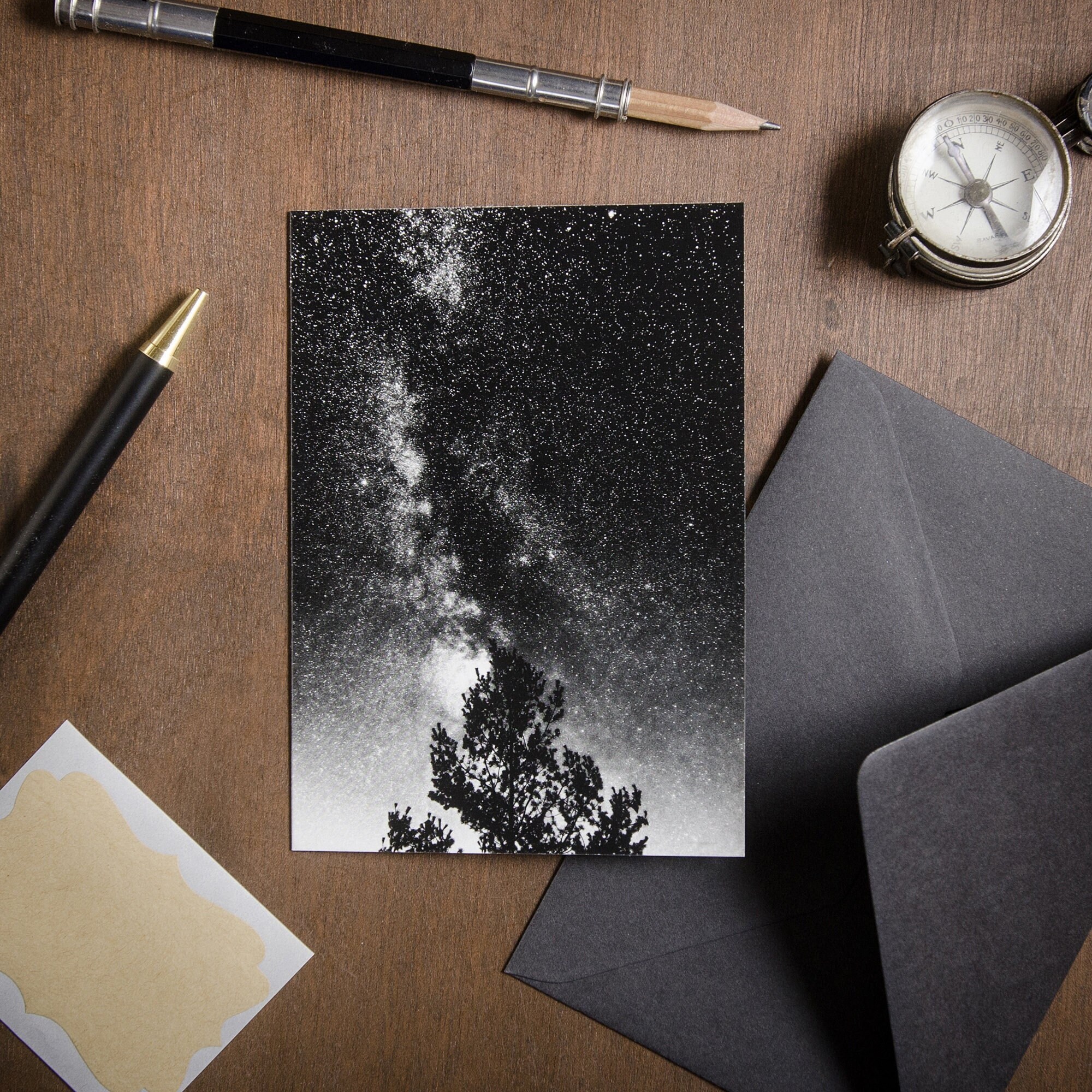 Folded Card, Tree With the Milky Way Galaxy, Birthday Card, Anniversary ...