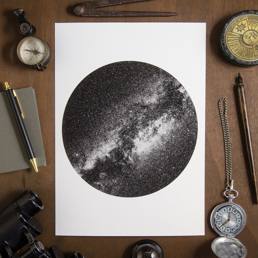 Milky Way Galaxy, Celestial Photo Print on Baryta Paper in Round Design ...