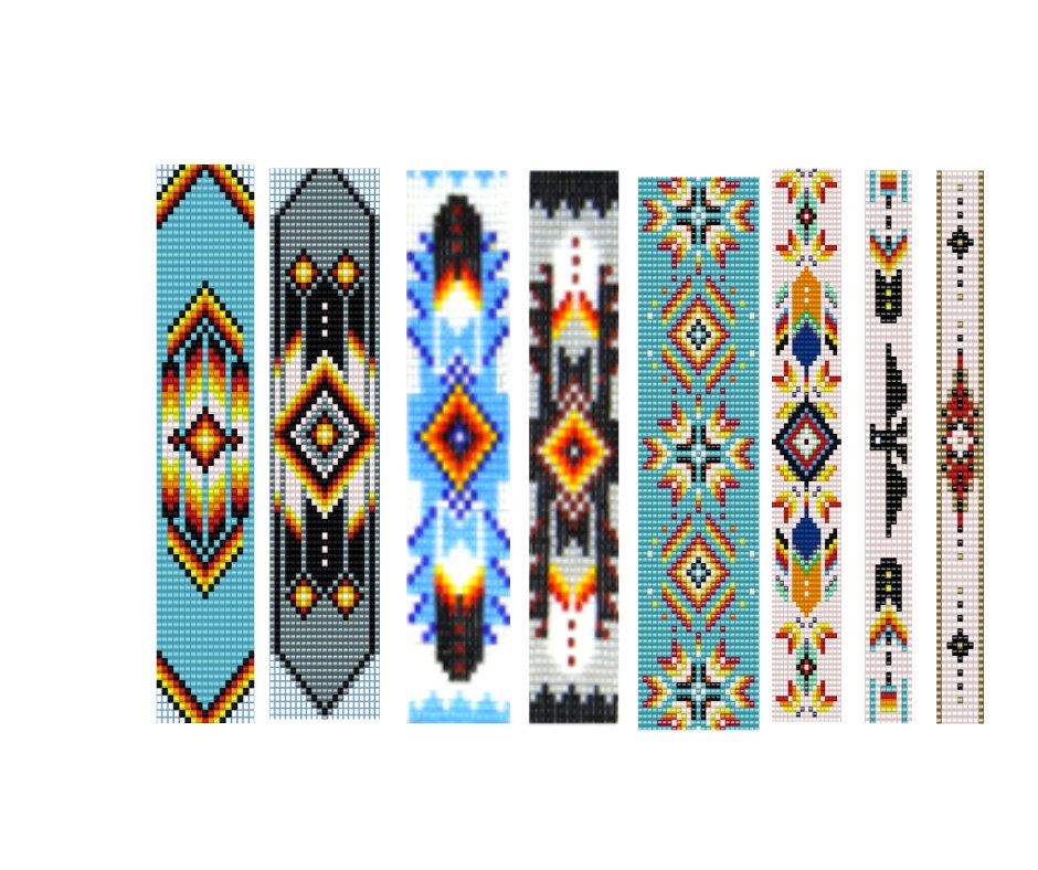 8 Bead Loom Patterns, American Native Style Loom Bracelet Patterns ...