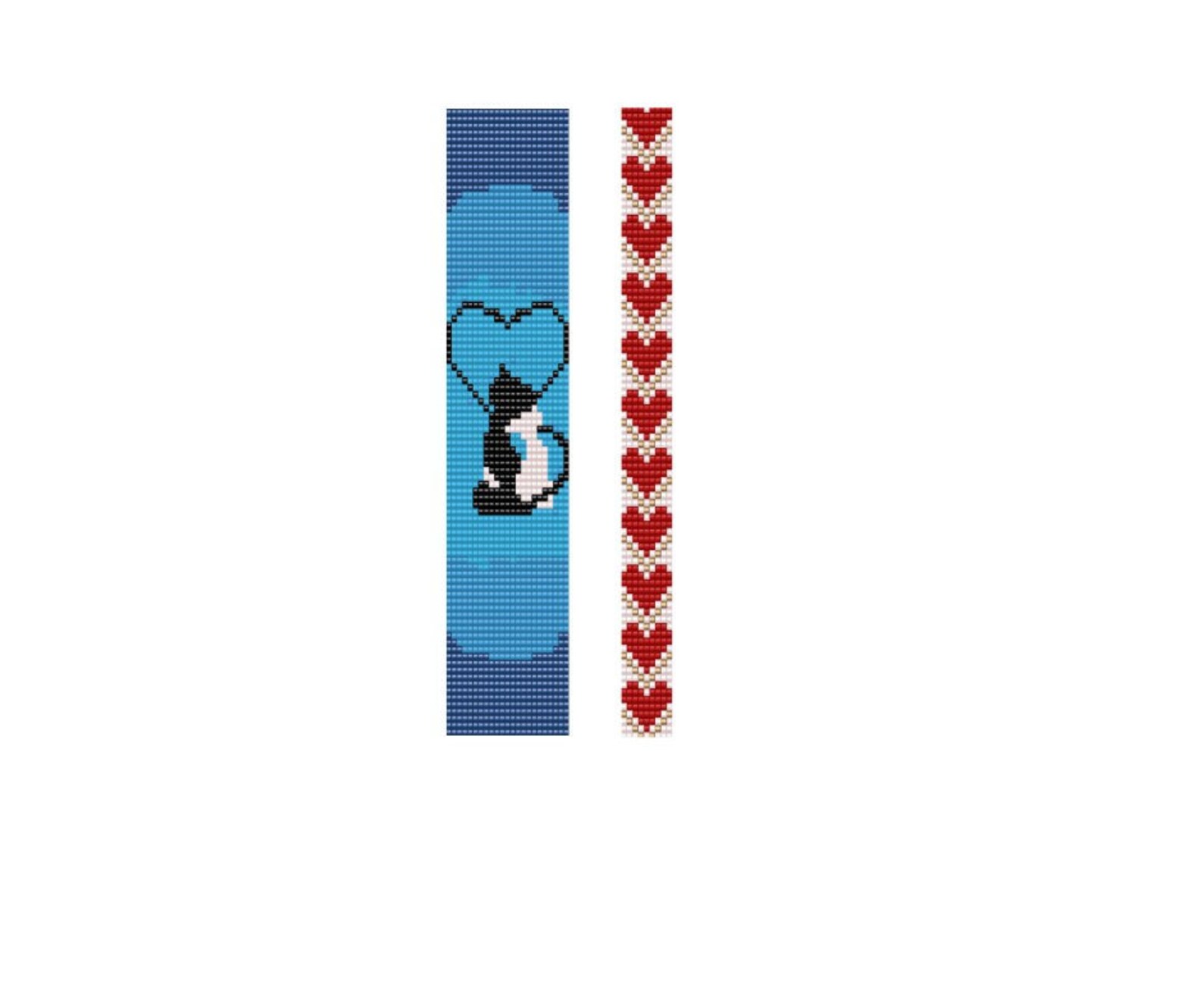 Hearts & Cats Bead Loom Bracelet Patterns (PDF Download) - Etsy