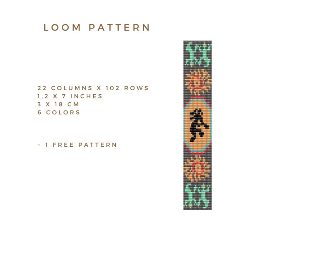 Bead Loom Pattern, American Kokopelli Loom Bracelet Pattern, Delica ...
