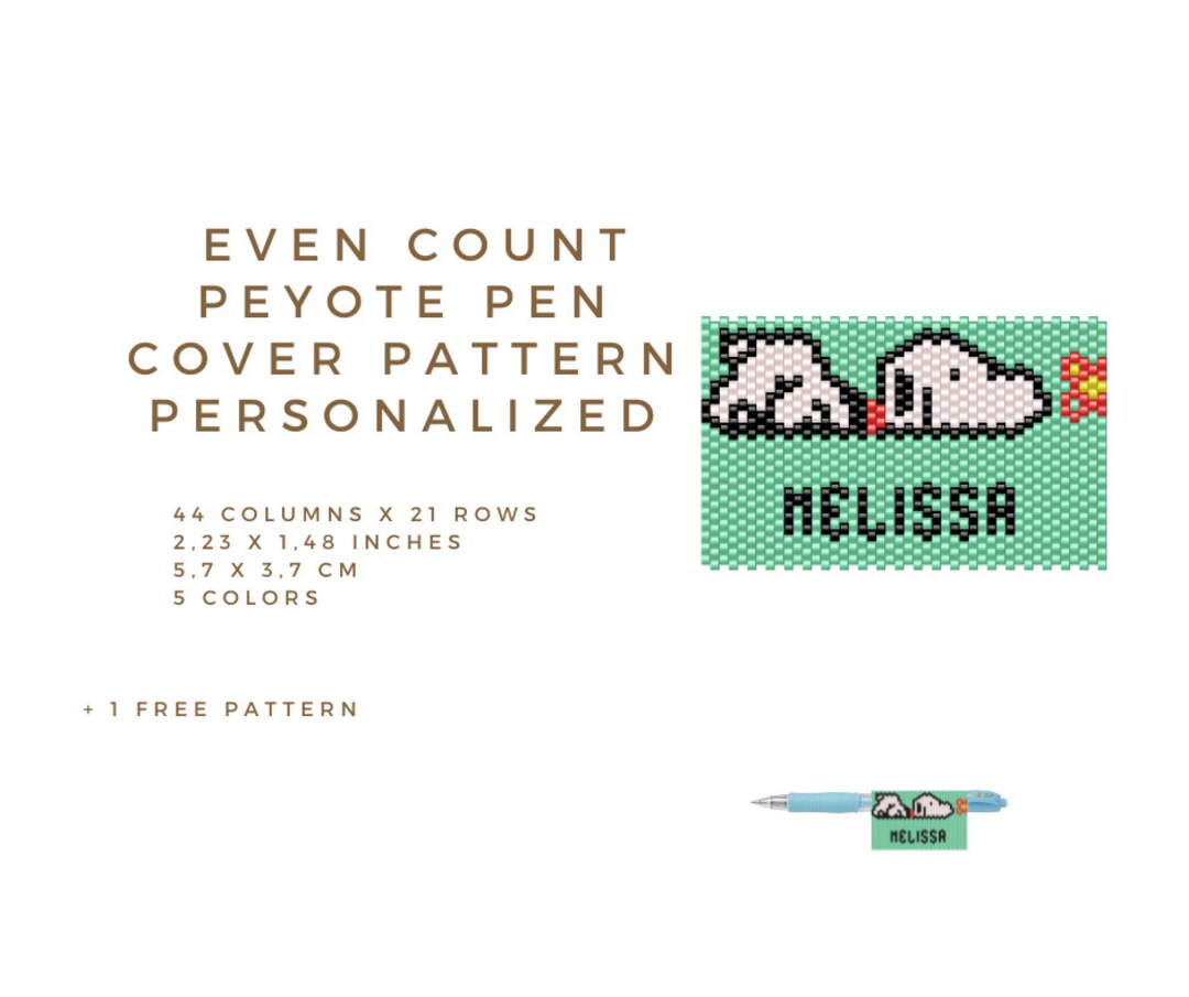Personalized Peyote Pen Cover Patterns Snoopy Bead Even - Etsy