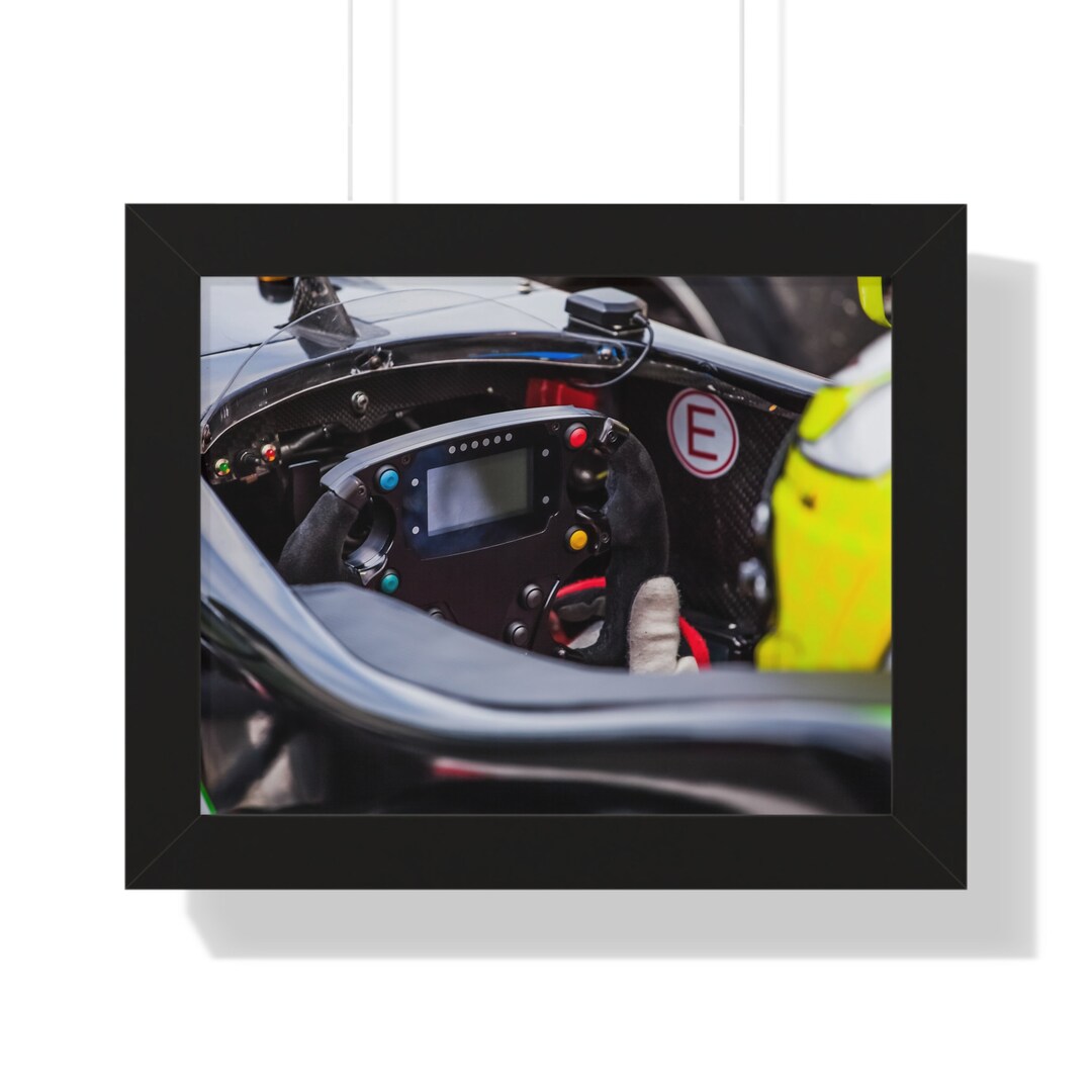 Framed Horizontal Poster: Pilot in the Cabin of His Vehicle F1 Formula1 ...