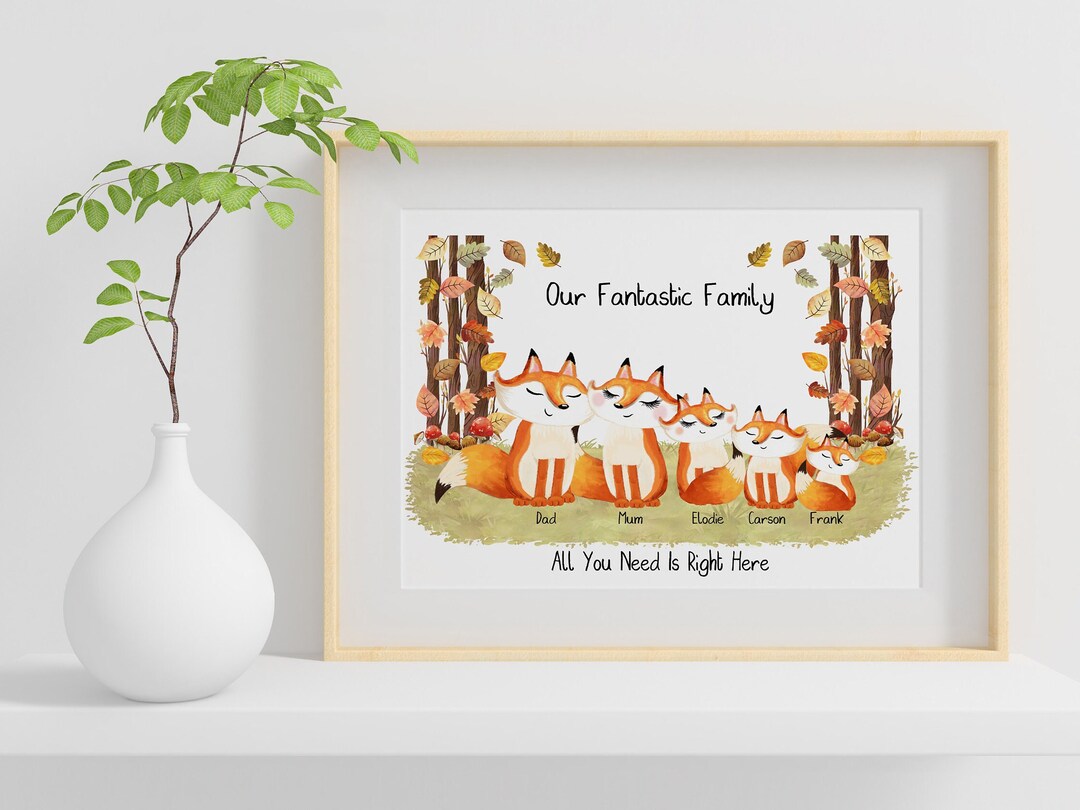 Personalised Fox Family Print, Family Quotes, Fox Print, Unique Gift ...
