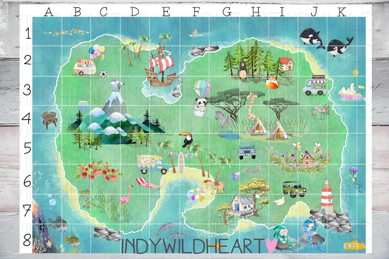 Printable Treasure Map With Coordinates: Kids Party Game (digital ...