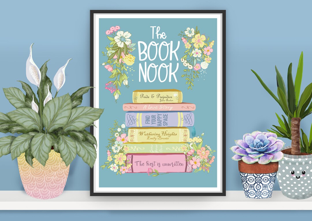 Book Nook Quote Print Unframed Book Stack Print Gallery - Etsy