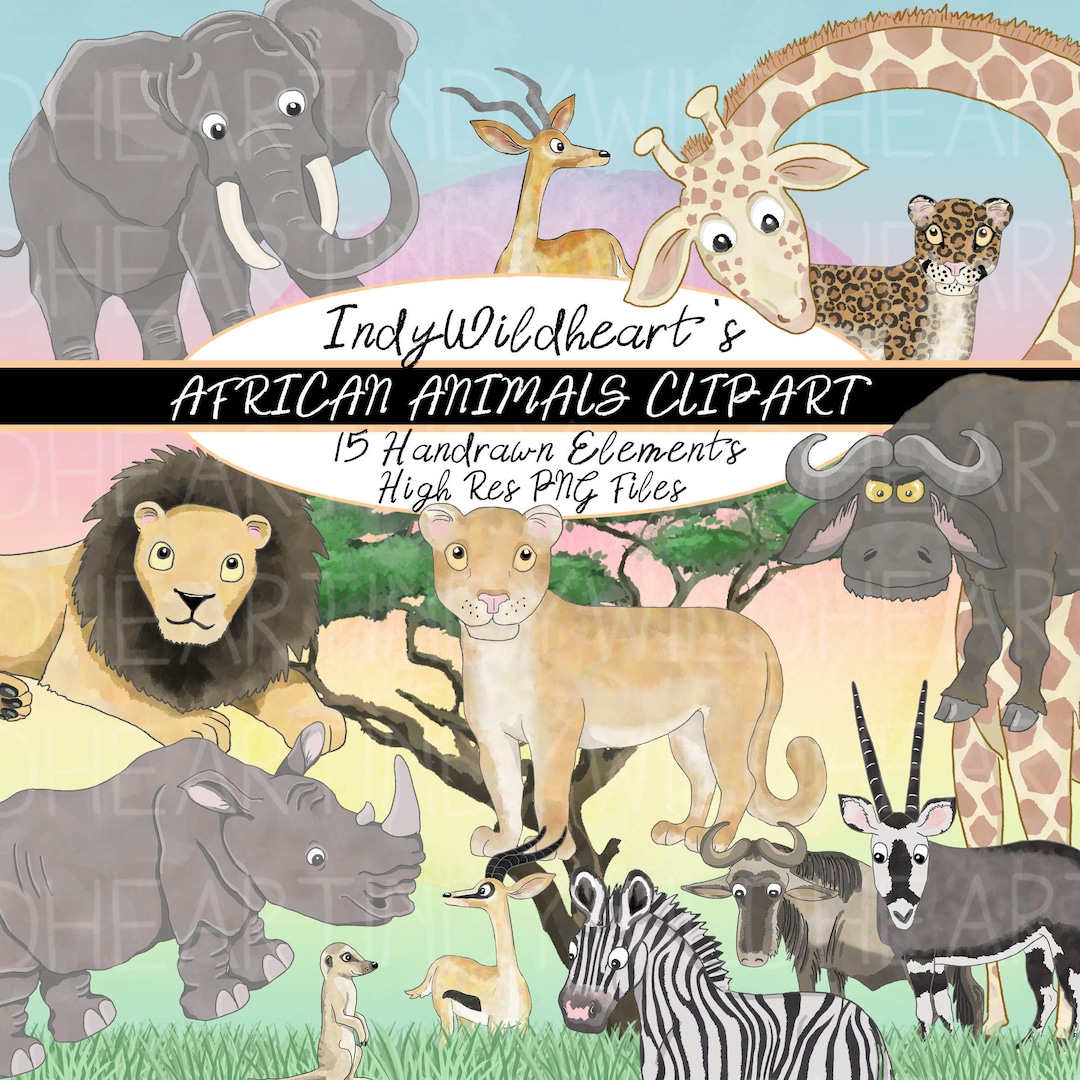Safari Animals Clipart Safari Clipart Commercial Use Wild - Etsy Canada