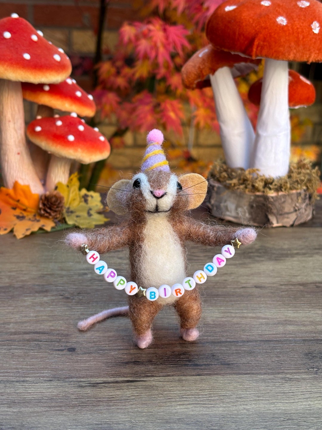 Handmade Birthday Mouse: Adorable Felted Decoration, UK Crafted, Quirky ...