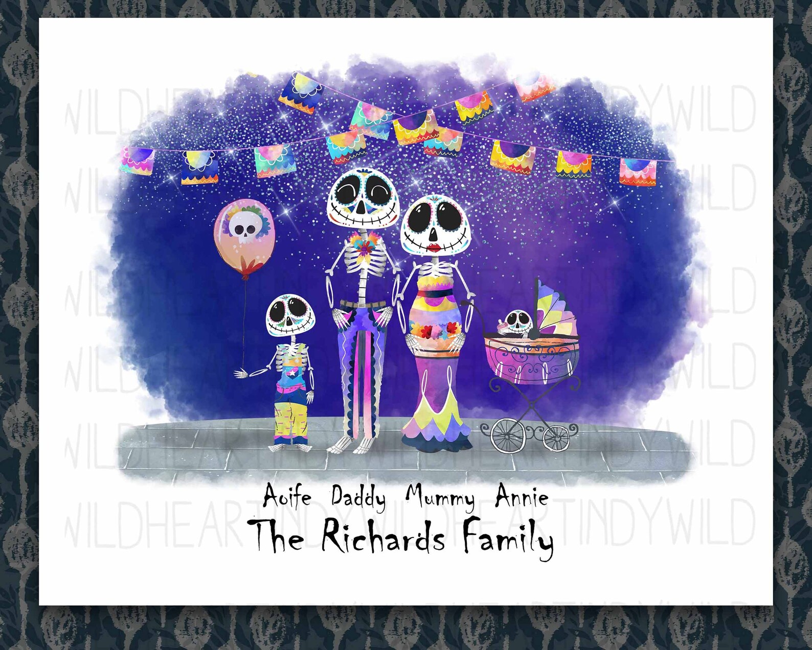 Halloween Personalised Family Print Skeleton Family Portrait - Etsy UK