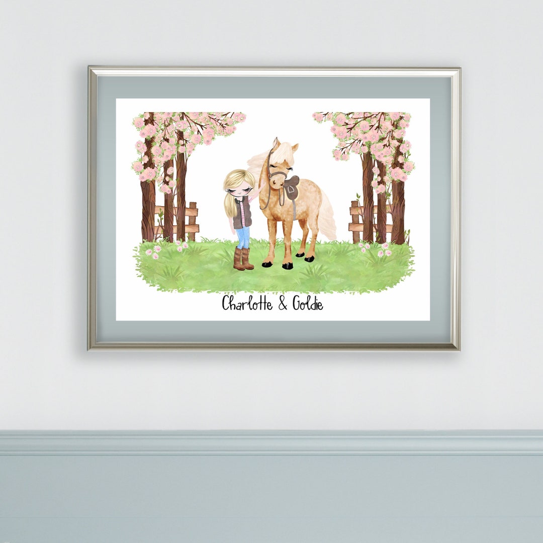 Personalized Horse & Girl Print: Custom Equestrian Art - Etsy