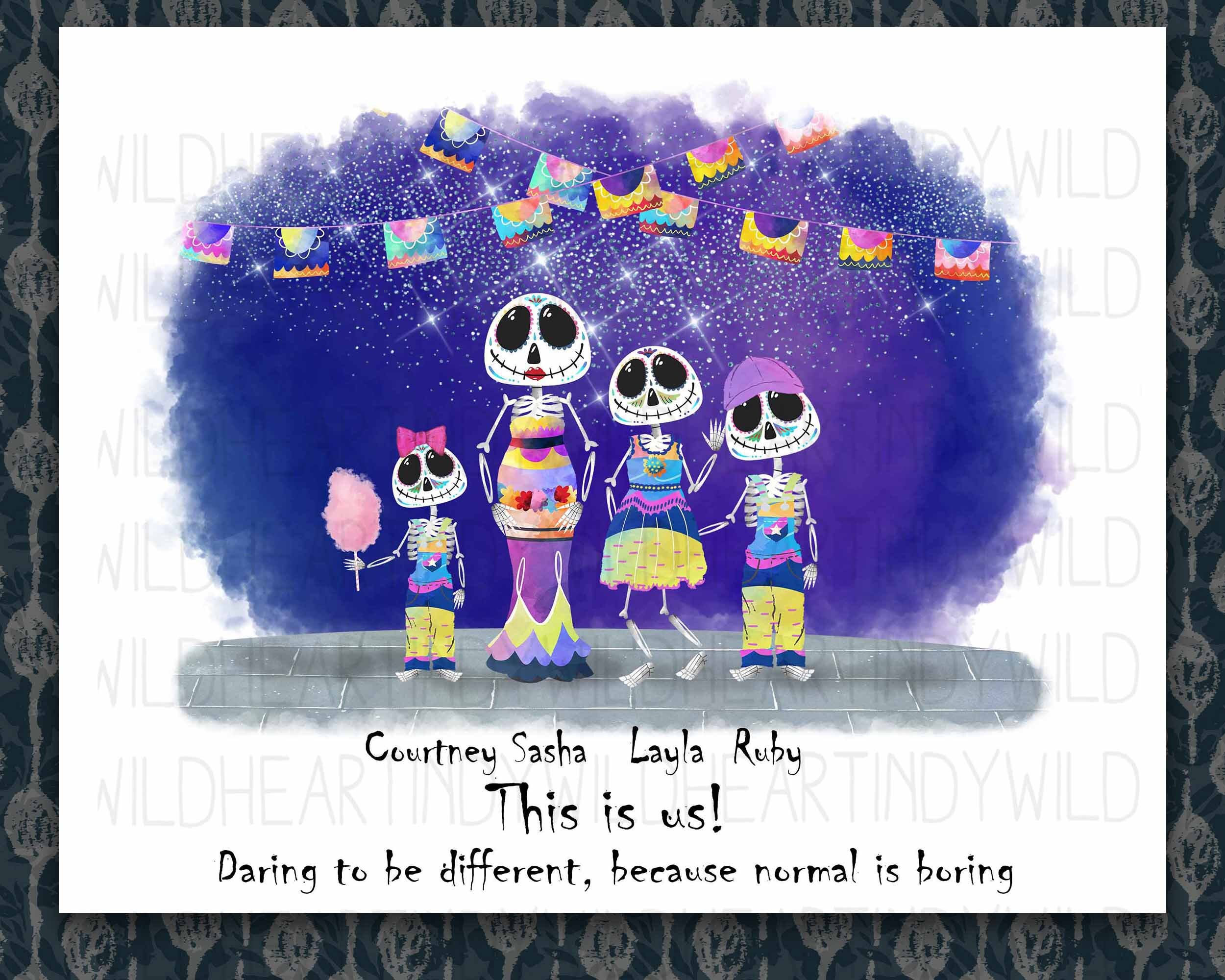 Halloween Personalised Family Print Skeleton Family Portrait - Etsy UK