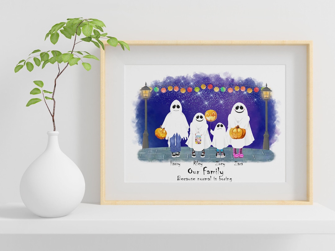 Halloween Ghost Personalised Family Print, Ghost Family Portrait ...