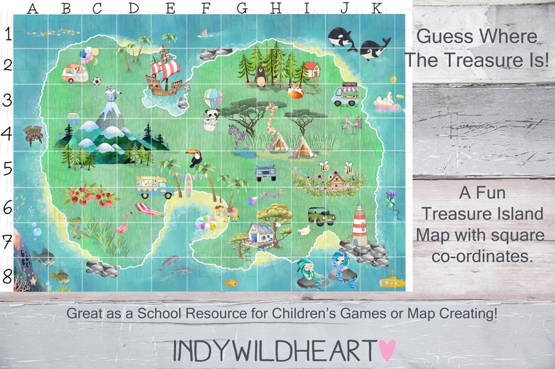 Printable Treasure Map With Coordinates: Kids Party Game (digital ...