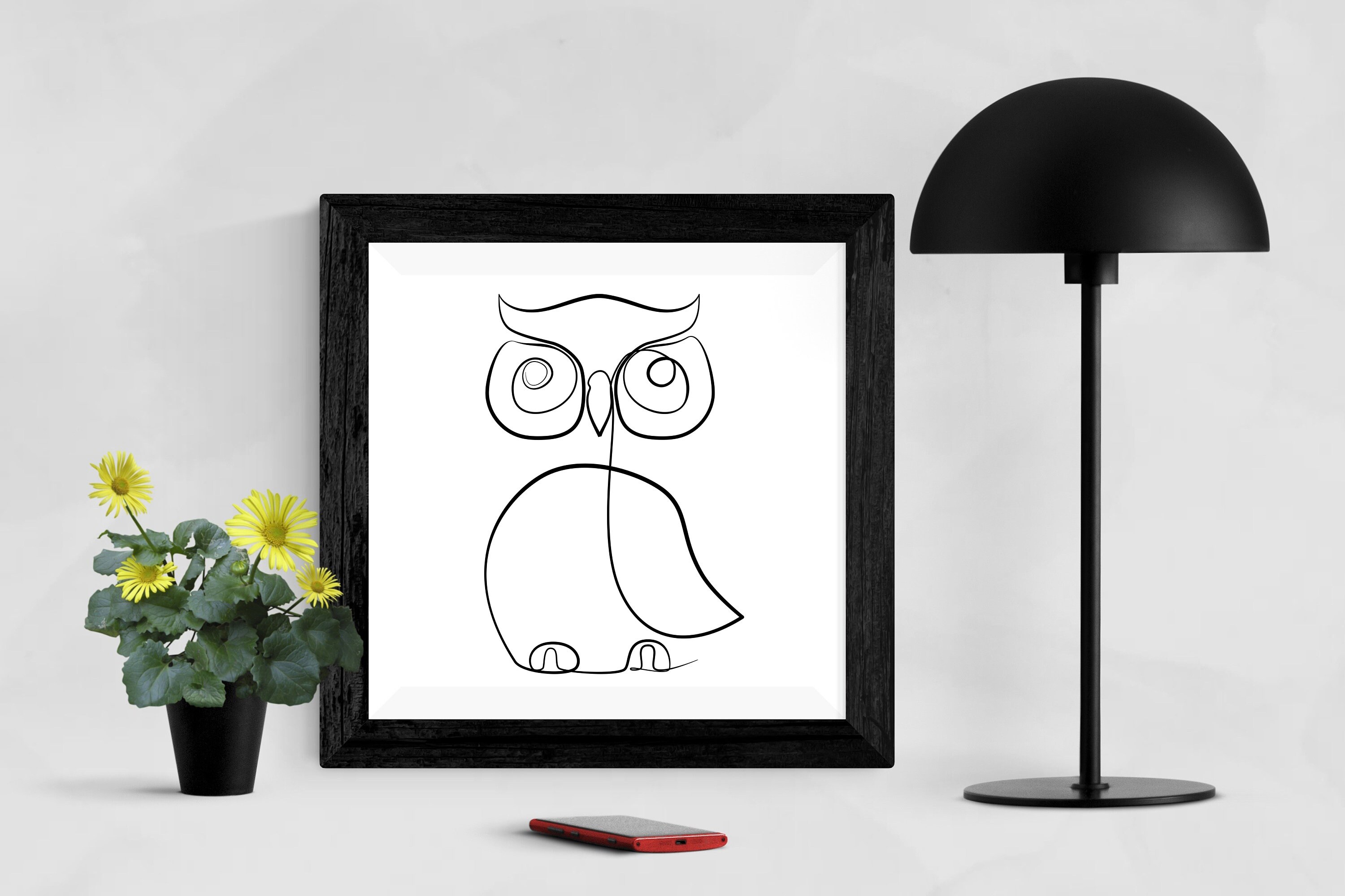 Owl printable One Line Art. Minimalist One line drawing of | Etsy