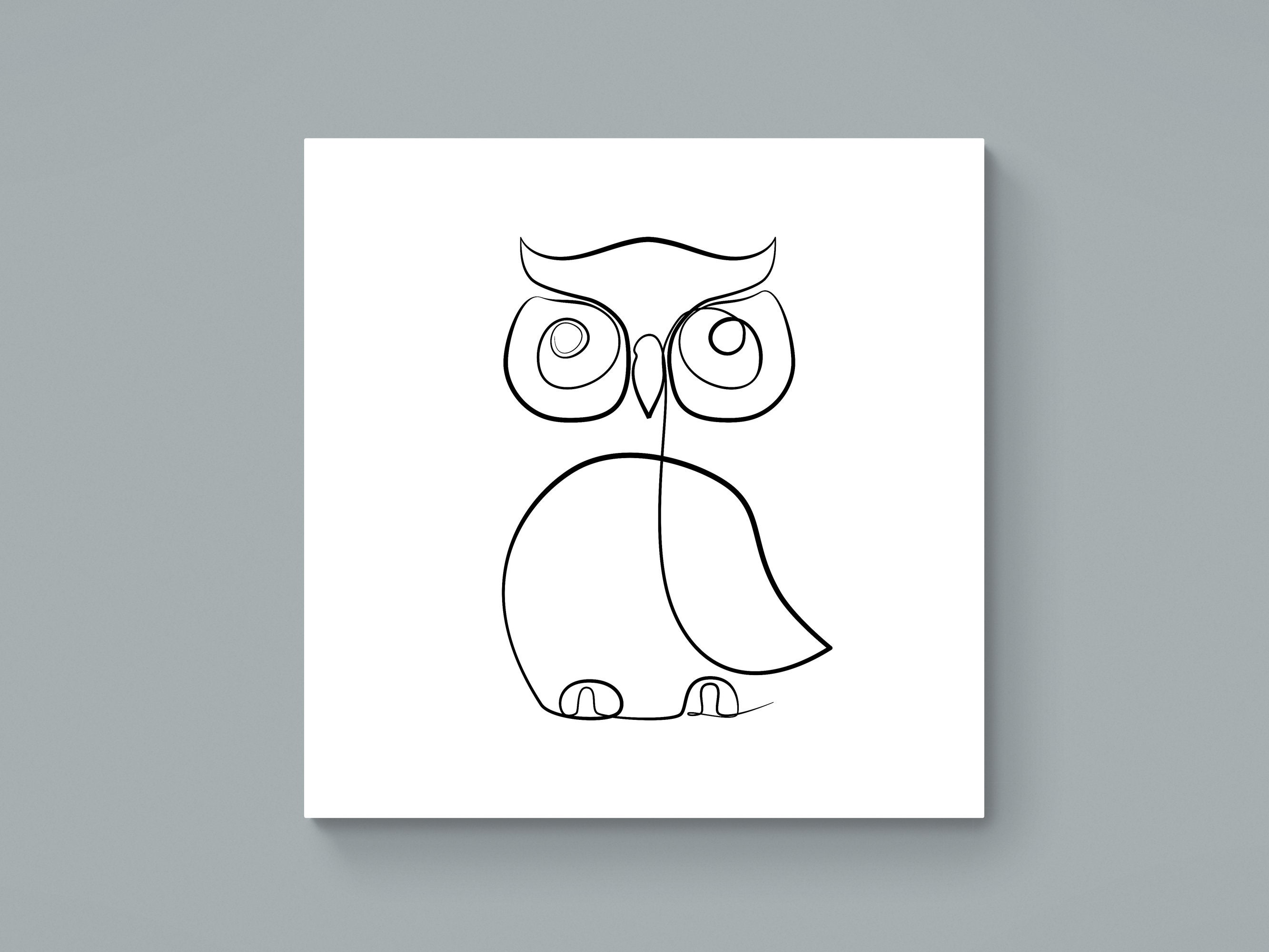 Owl printable One Line Art. Minimalist One line drawing of | Etsy