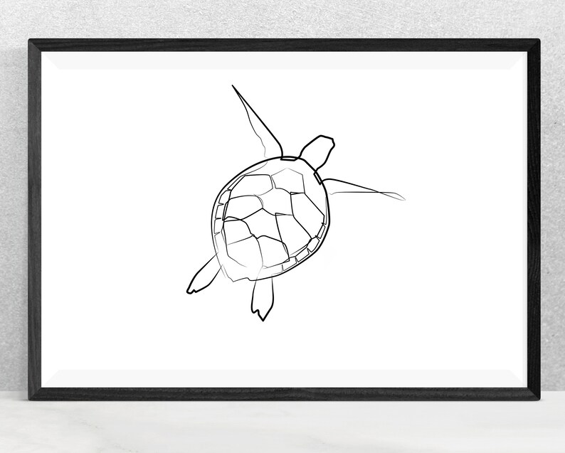Printable One Line Art of Turtle. Sea Turtle Single line art. | Etsy
