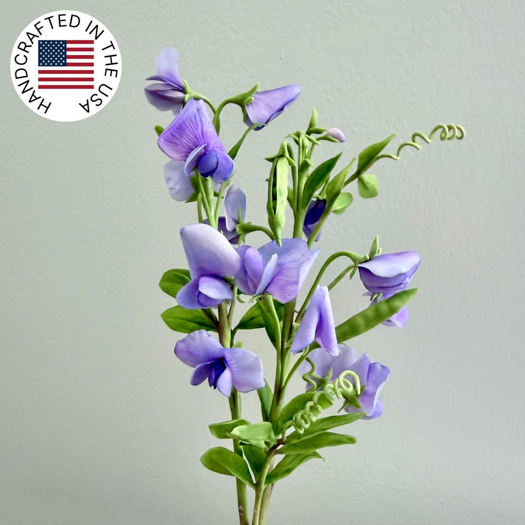 Realistic Sweet Pea Flower Stem • Polymer Clay Botanical Sculpture ...