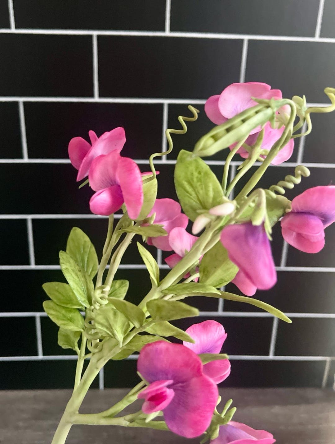 Realistic Sweet Pea Flower Stem • Polymer Clay Botanical Sculpture ...