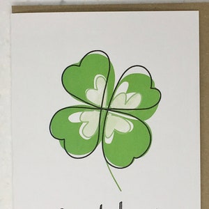 Good Luck Card, Lucky 4 Leaf Clover Card, Good Luck Greetings Card ...