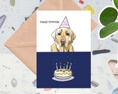 Golden Labrador Birthday Card Dog Birthday Card Hand Drawn | Etsy
